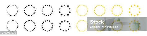 다양한 크기의 별이 원형으로 배열되어 있습니다 검은 색과 금색의 별 모양입니다 벡터 일러스트 레이 션 0명에 대한 스톡 벡터 아트 및 기타 이미지 Istock