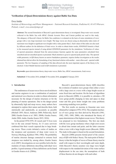 pdf verification of quasi determinism theory against baltic sea data
