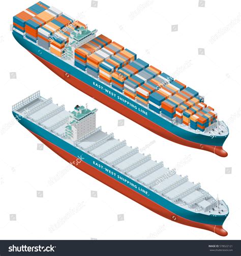 container ship laden empty isometric icon stock vector royalty free