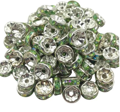 Crystal Large Hole Spacer Beads 6MM 20PCS LOT Silver Plated Crystal