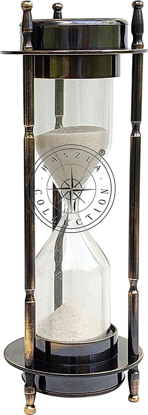 Hanzla Collection Marine Antique Brass Compass Hourglass Nautical