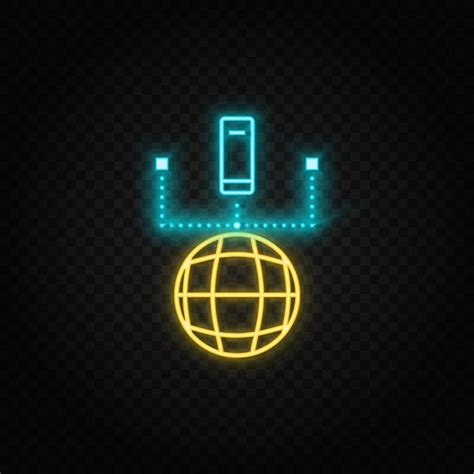 Network Database Neon Vector Icon Blue And Yellow Neon Vector Icon