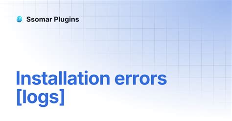 Installation Errors Logs Ssomar Plugins