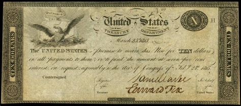 Us Currency 10 Dollar Treasury Note 1815world Banknotes And Coins