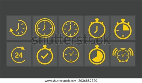 Vector Isolated Time Clock Line Icons Stock Vector Royalty Free 2036882720 Shutterstock