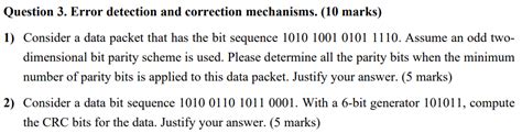 Solved Question 3 Error Detection And Correction Chegg