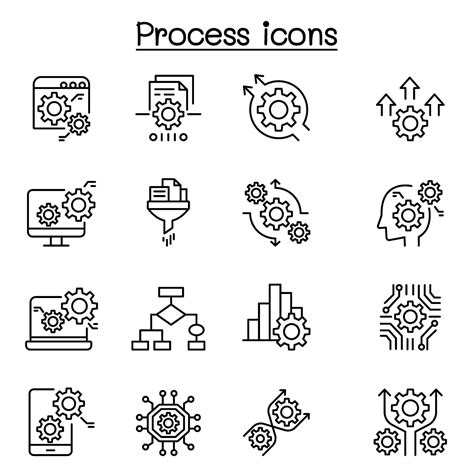 Process Data Analysis Icon Set In Thin Line Style 2134678 Vector Art At Vecteezy