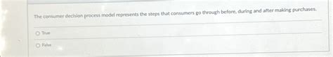 Solved The Consumer Decision Process Model Represents The