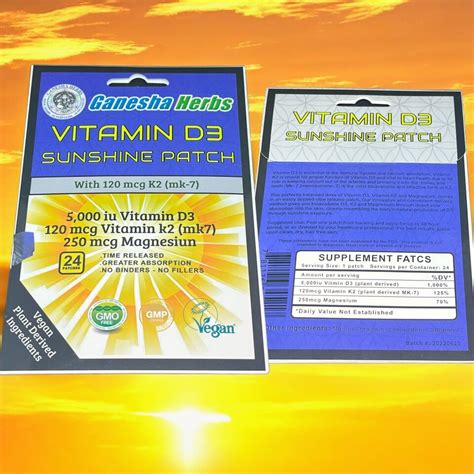 New Vitamin D3 K2 5000 Iu Sunshine 48 Patches Magnesium 4 Month