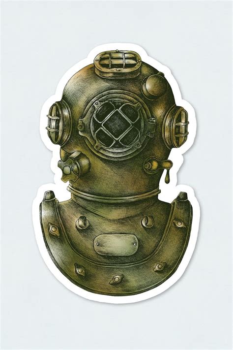 Download Premium Psd Image Of Diving Gear Vintage Style Sticker