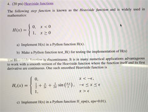 Solved 4 20 Pts Heaviside Functions The Following Step