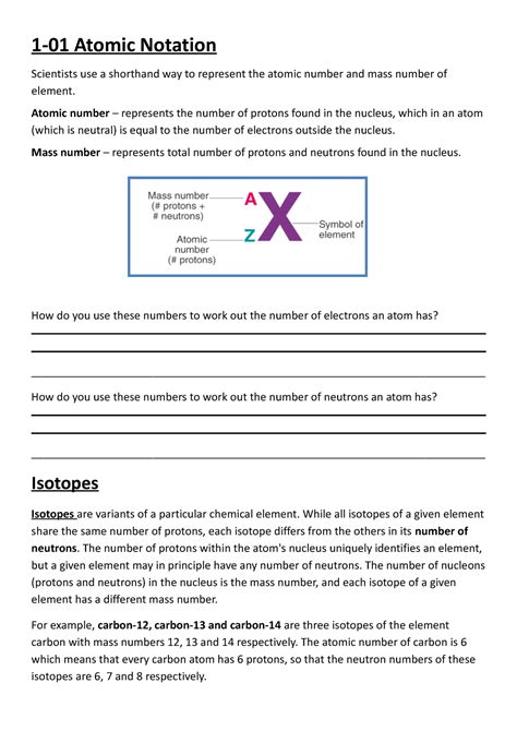 Atomic Notations And Isotopes 1 01 Atomic Notation Scientists Use A