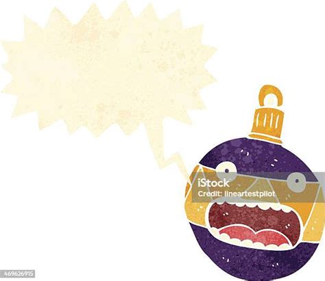 복고풍 말풍선이 있는 크리스마스 Bauble 말풍선을 귀여운에 대한 스톡 벡터 아트 및 기타 이미지 귀여운 기이함 다중
