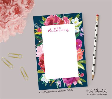 Personalized Note Pad Notepad Monogram Personal Stationery Etsy