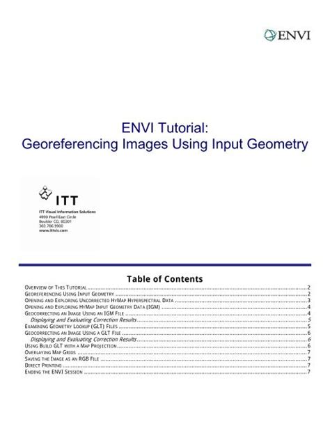 Envi Tutorial Georeferencing Images Using Input Geometry