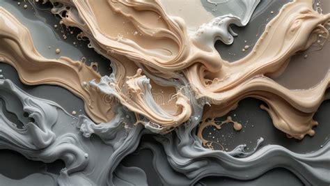 Dynamic Swirls Of Cream And Gray Fluid Art Stock Illustration