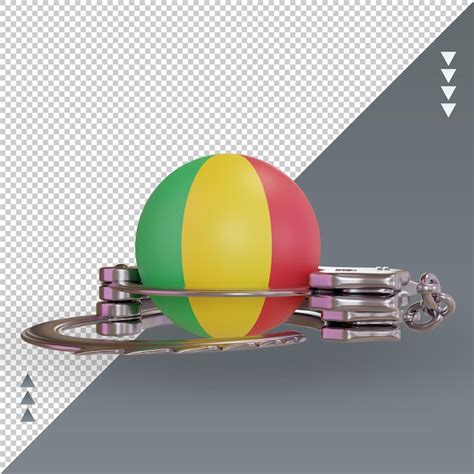 Premium PSD 3d Handcuff Mali Flag Rendering Front View