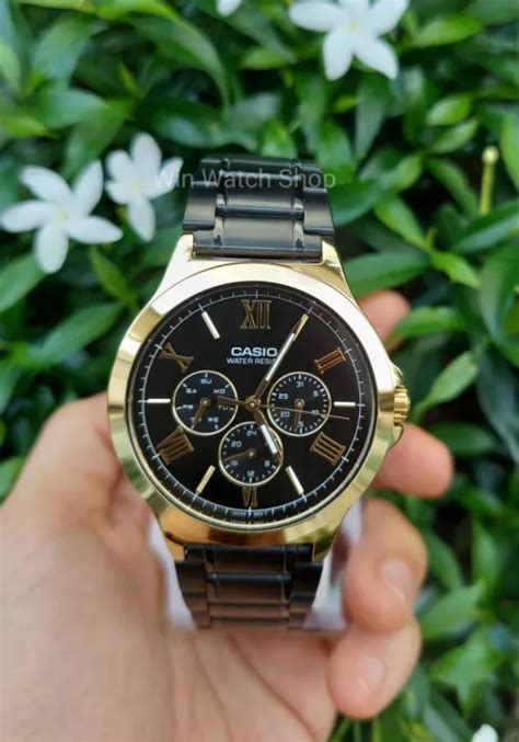 นาฬืกา Casio รุ่น Mtp V300gb 1a นาฬิกาผู้ชาย สายสแตนเลสสีดำ ทอง รุ่น