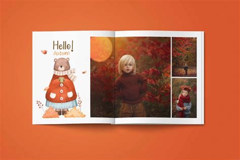 آلبوم دیجیتال کودک لایه باز فتوشاپ کودک با تم خرس های پاییزی کد 25166