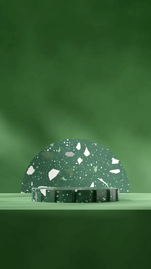 템플릿 모형 녹색 실린더 테라조 연단 초상화 최소 곡선 벽 3d 렌더링 이미지 0명에 대한 스톡 사진 및 기타 이미지 0명 3차원 형태 강단 Istock