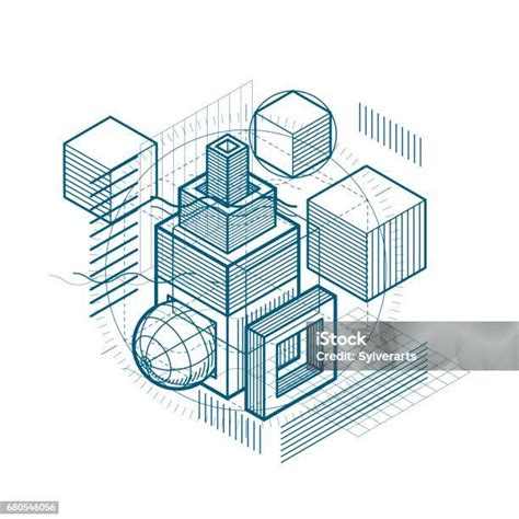 等距的抽象背景線條與其他不同的元素向量抽象範本多維資料集 六角形 正方形 矩形和不同的抽象元素的組成向量圖形及更多三角圖片 Istock