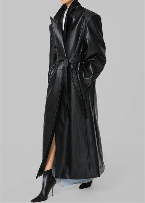 Connie Faux Leather Belted Trench Coat Black Frankie Shop Europe