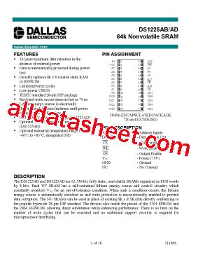 1225 Datasheet(PDF) - Dallas Semiconductor