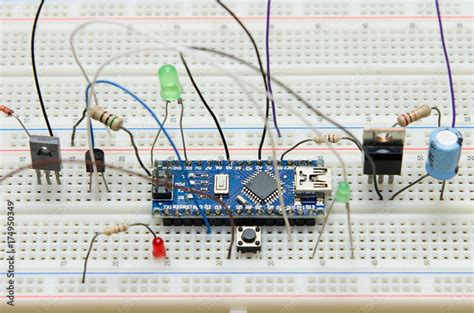 Electronic Circuit Board Diy Microcontroller With Rebabe Tranbabe LED Push Button