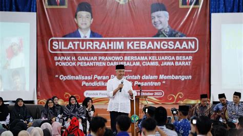 Datangi Ponpes Darussalam Ciamis Ganjar Bicara Pentingnya Pendidikan Vokasi Bagi Santri News