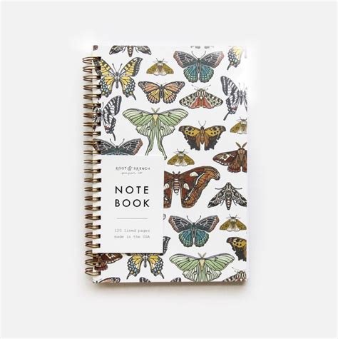 Butterfly And Moth Spiral Notebook Lined Of Aspen Curated Ts