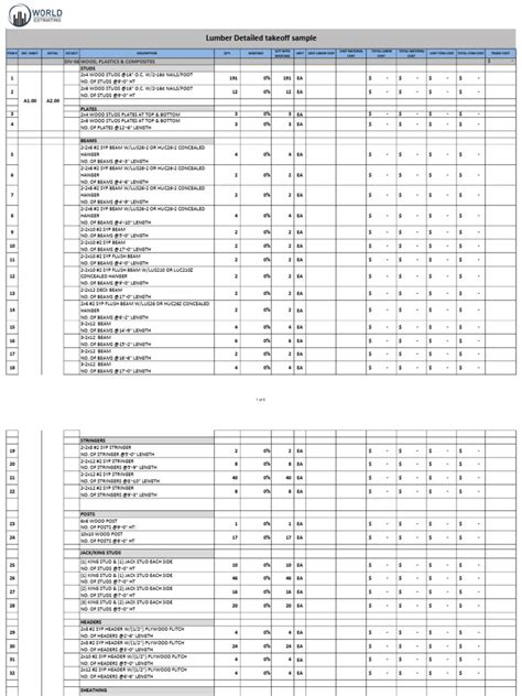 Lumber Takeoff Pdf Lumber Architectural Elements