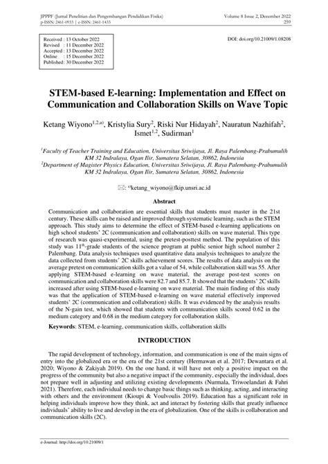 pdf stem based e learning implementation and effect on communication