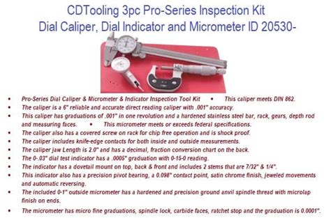 3 Piece Dial Caliper Micrometer Indicator Inspection Tool Kit Id