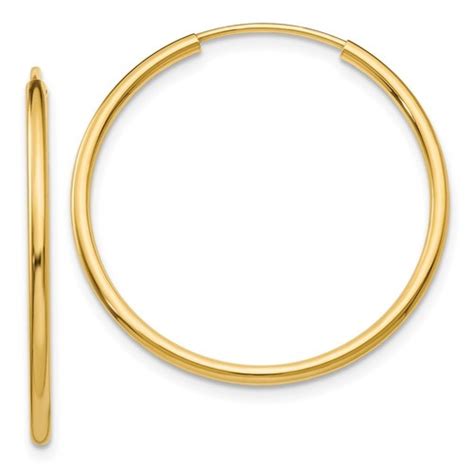 10k 12mm Polished Round Endless Hoop Earrings 196904561805 Ebay