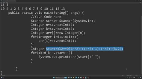Skillrack Daily Challenge Middle K Integers Program Id 7660 19 06