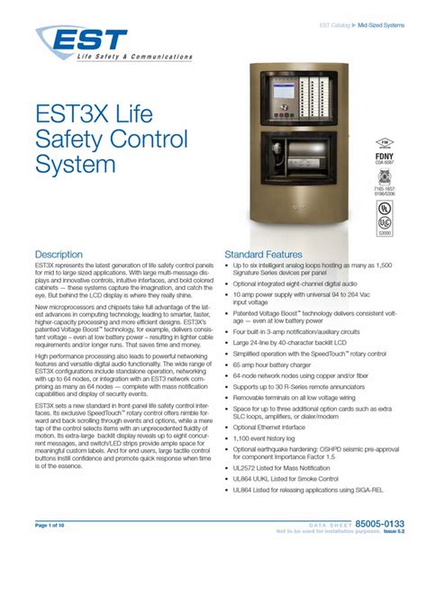 Addressable Edwards Fire Alarm System Est3x 1 Loop Fire Alarm Panel At