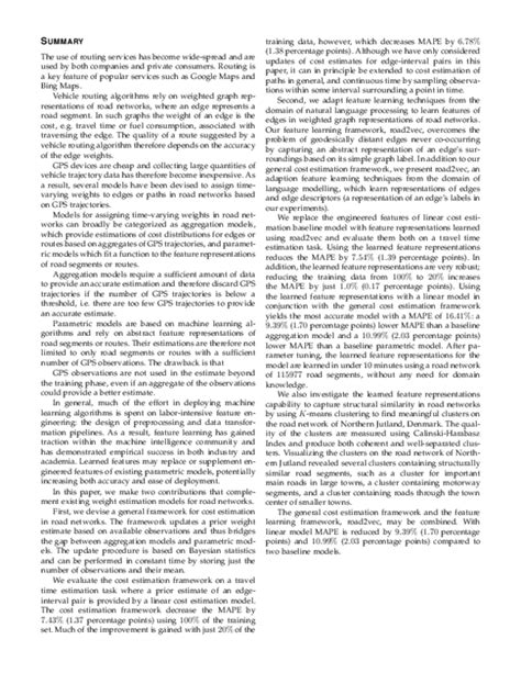 Pdf Improving Cost Estimation Models With Estimation Updates And Road2vec A Feature Learning