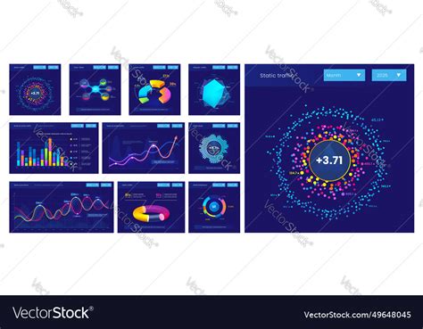 Dashboard Info Data Charts Graphs And Diagrams Vector Image