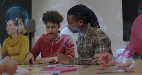 Collaborating With Digital Network Animation Diverse Group Of People