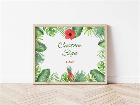 Editable Luau Custom Sign Template 10x8 Printable Luau Hawaiian Party