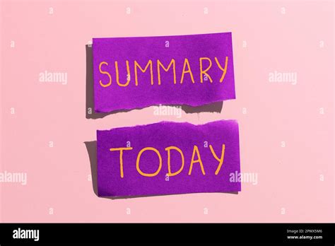 Sign Displaying Summary Word Written On Brief Statement Abstract