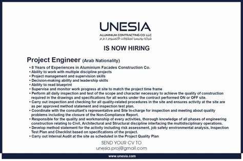 Unesia Aluminium Contracting On Linkedin Hiringnow Hiringimmediately