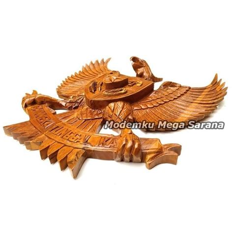 Jual Patung Lambang Garuda Pancasila Bhinneka Tunggal Ika Kayu Jati Tua
