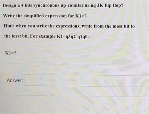 Solved Design A Bits Synchronous Up Counter Using JK Nip Chegg Com