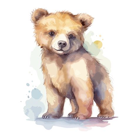 Soft Watercolor Forest Woodland Standing Cute Grizzly Bear 23427286