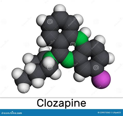 Clozapine Atypical Antipsychotic Drug Molecule Neuroleptic Medicine Used In Treatment Of