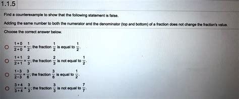 solved find a counterexample to show that the following statement is