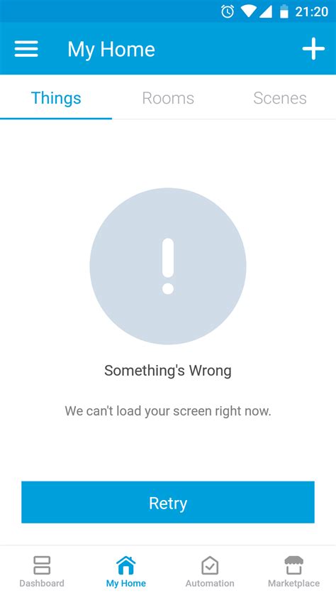 Somethings Wrong Error Message Android Smartthings Community