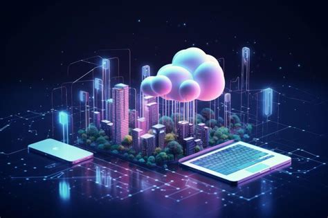 Premium Photo Cloud Computing Networking And Digital Technologies For Remote Work