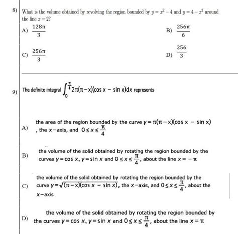 Solved What Is The Volume Obtained By Revolving The Region Chegg